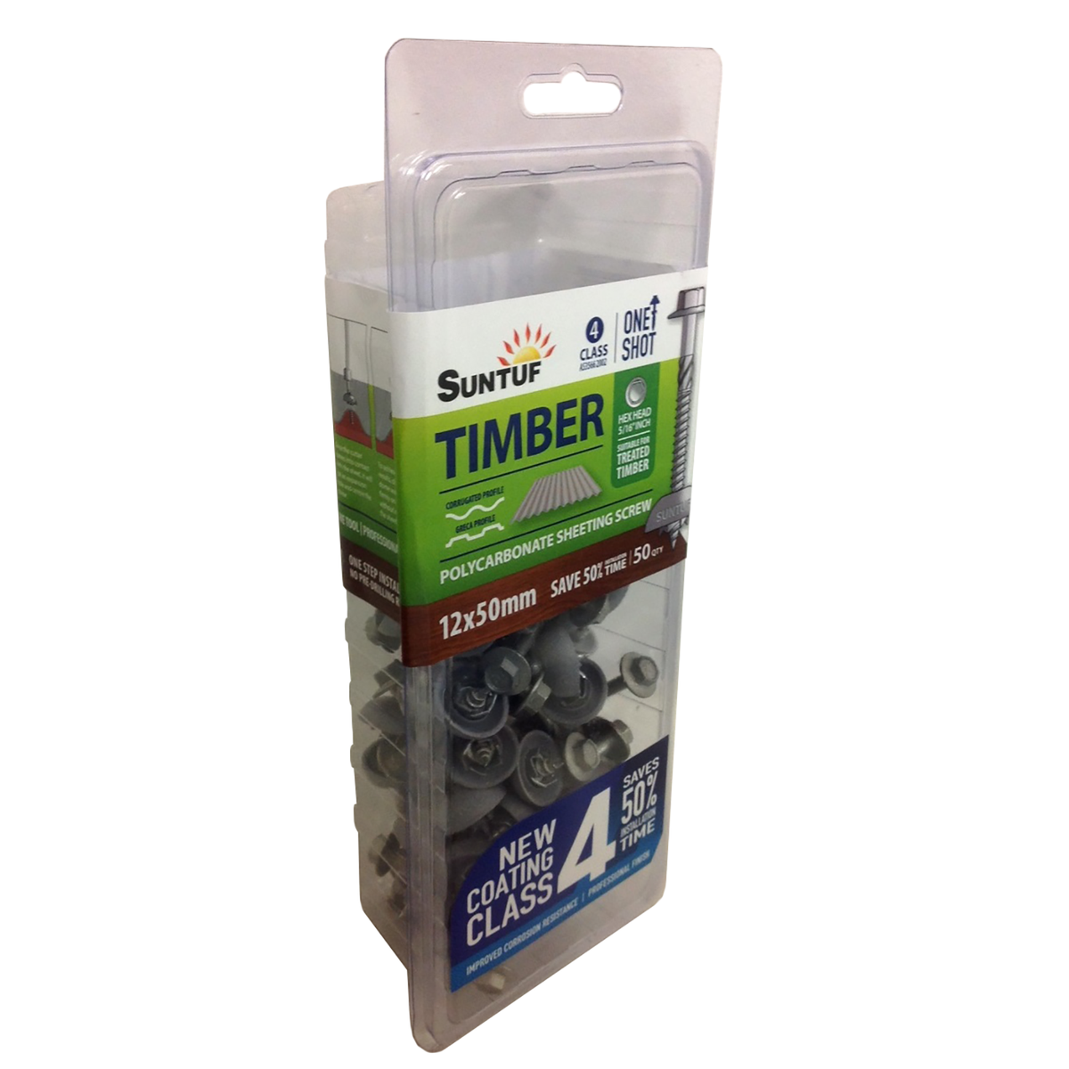 Suntuf One Shot Screws 50mm Type 3 Galv Easy Fit Hex Head 50 Pack ...