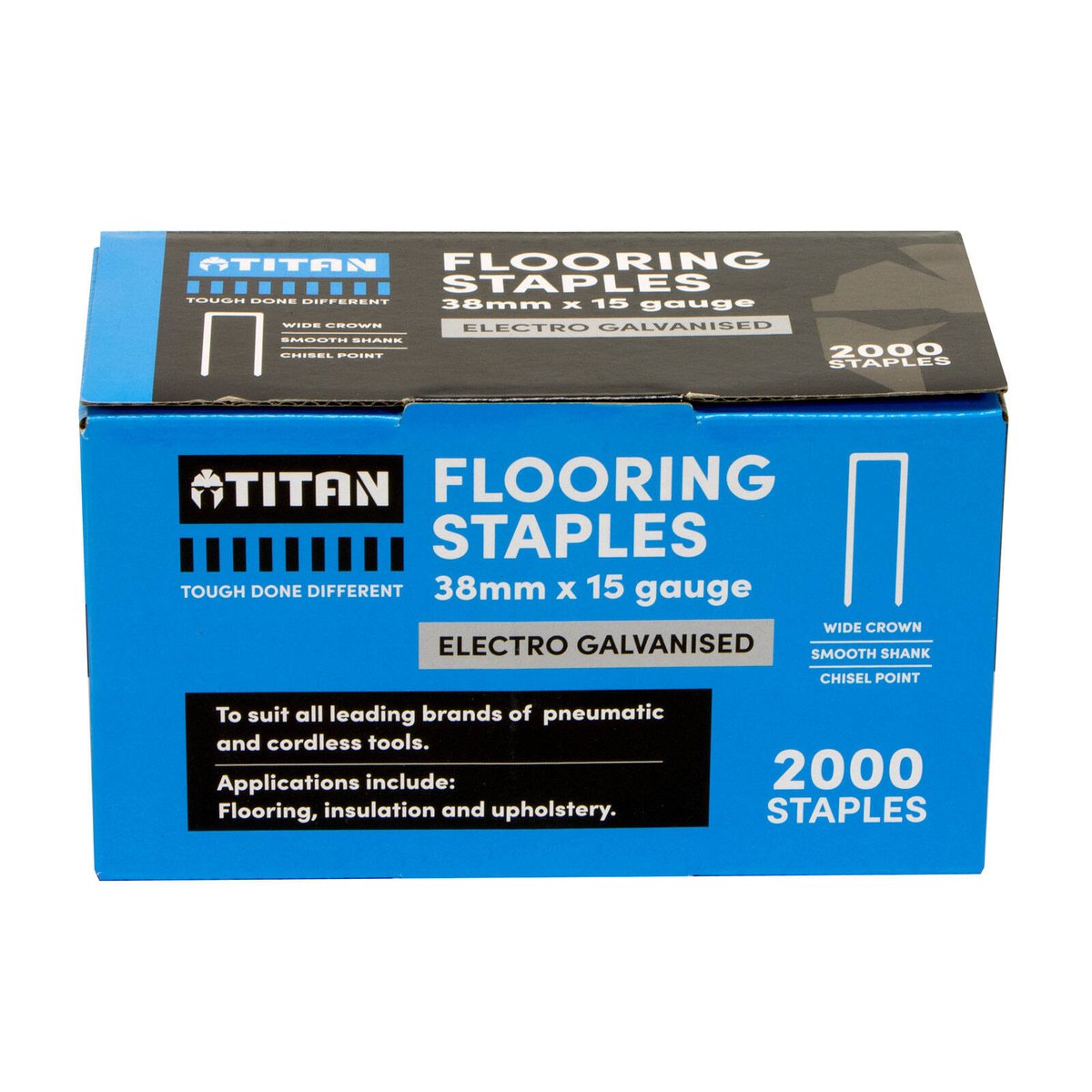 Titan 15g x 38mm Electro Galvanised Collated Flooring Staples - Pack o ...