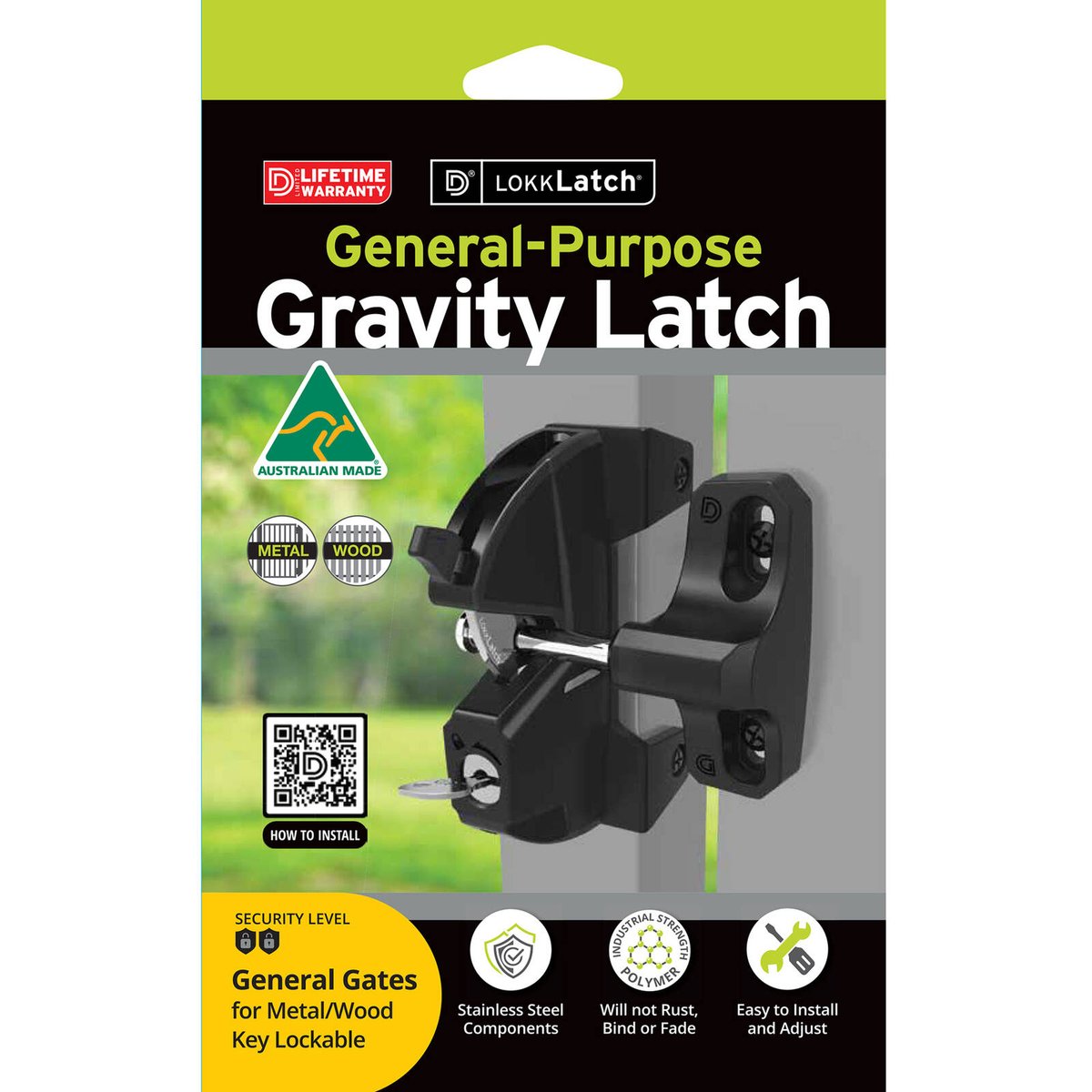 Lokklatch General Purpose Gate Latch - Key Lockable - 150mm x 240mm ...