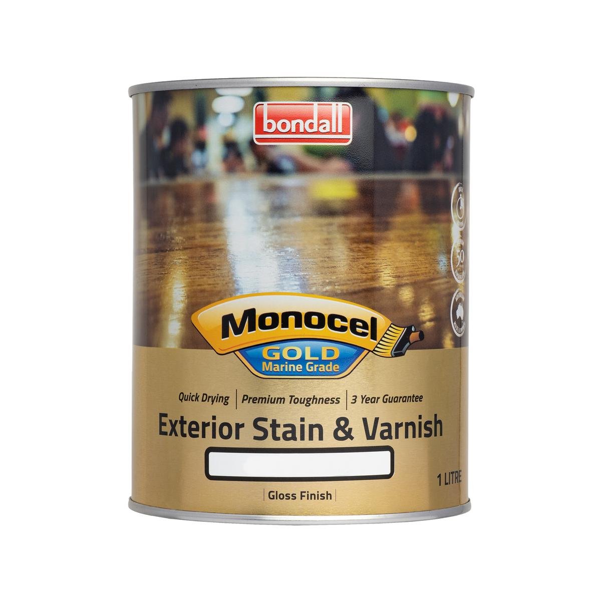 Bondall 1L Jarrah Monocel Gold Marine Grade Stain Varnish UV Resistant ...
