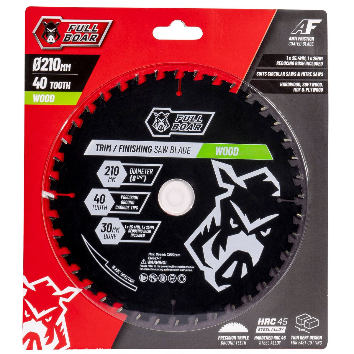 Full Boar Circular Saw Blade 210mm 40t - High-Speed Steel - Durable Cu ...