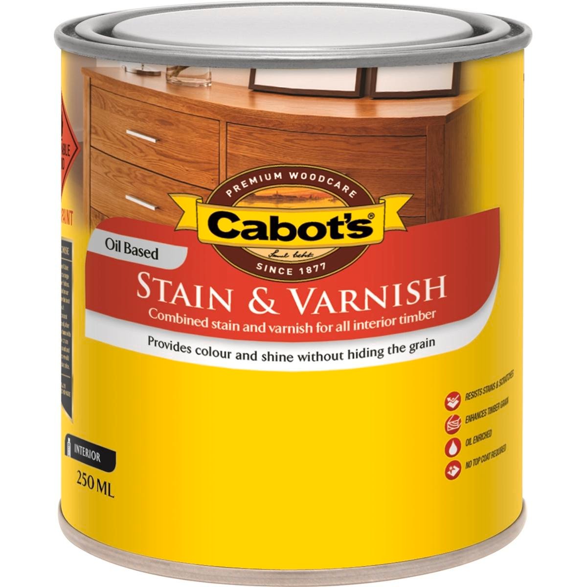 Cabot Stain and Varnish 250ml Tint Base Gloss Oil Based Interior Finis ...