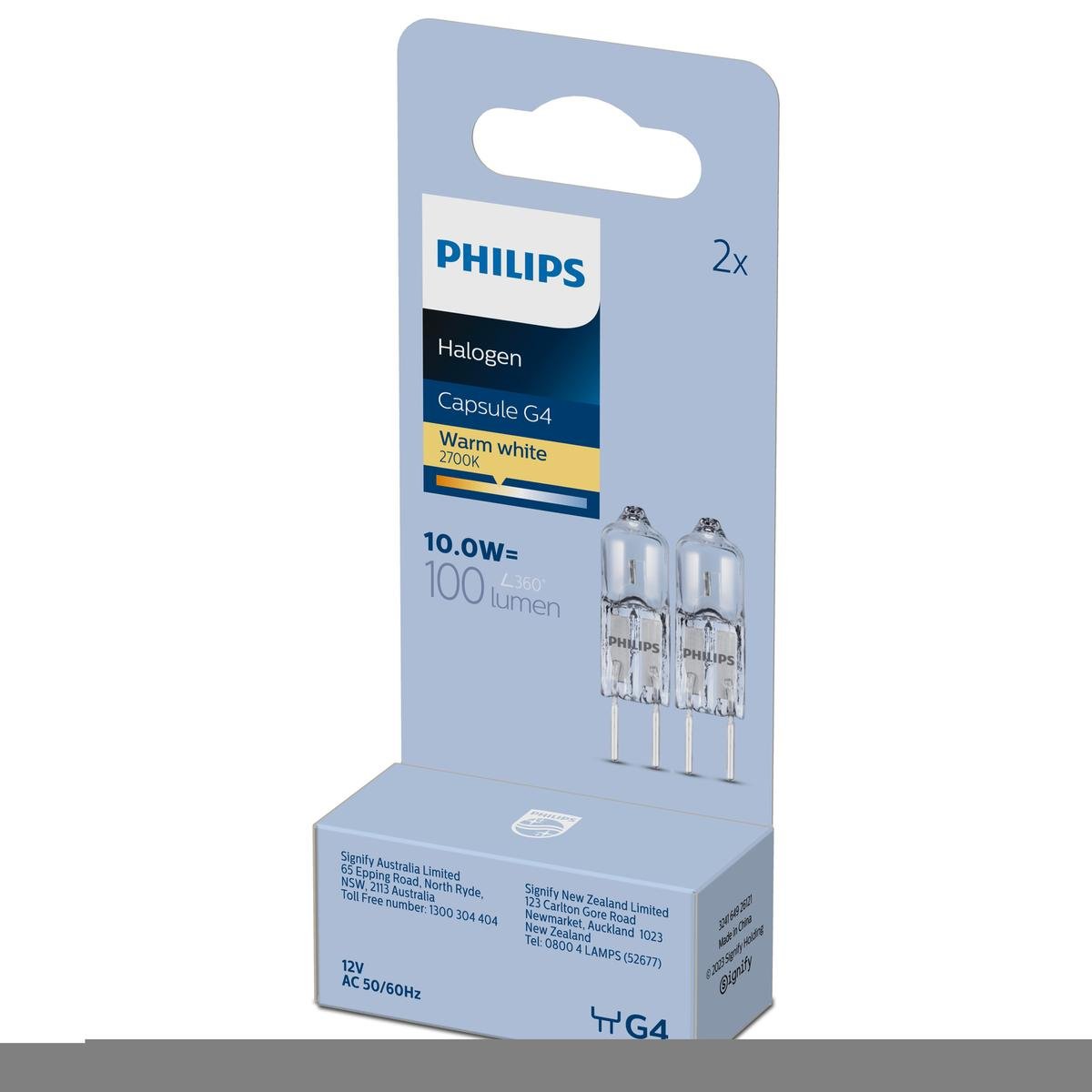 Philips G4 Halogen Capsule 10W 2 Pack - 100lm - Clear - Dimmable ...