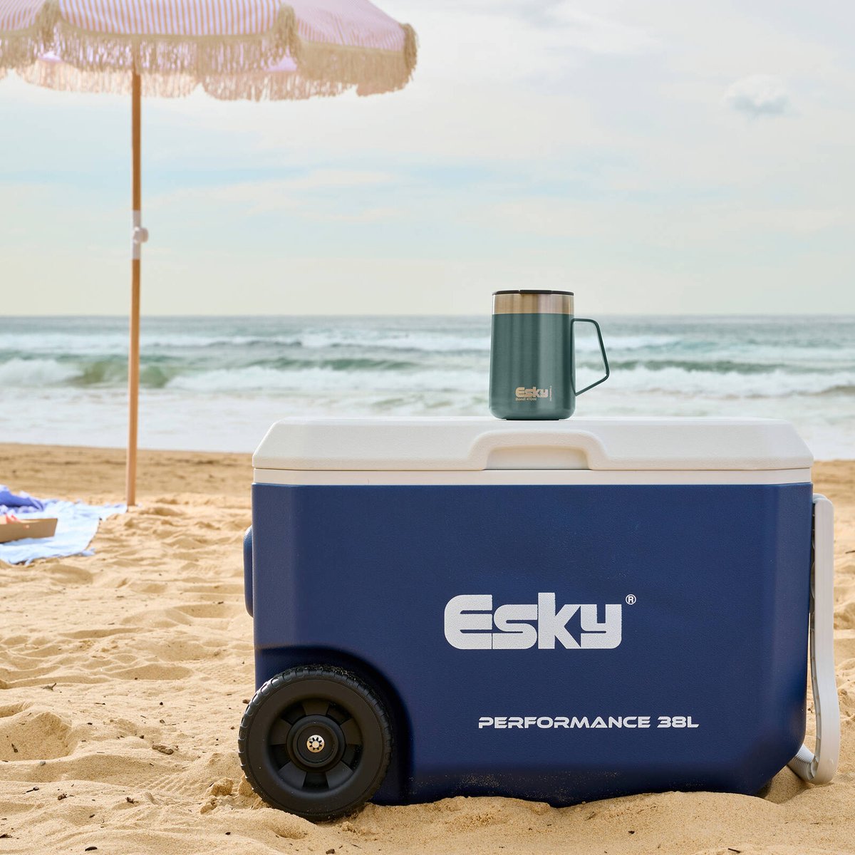 Esky 414ml Blue Bondi Travel Mug with Handle - Stainless Steel - Vacuu ...