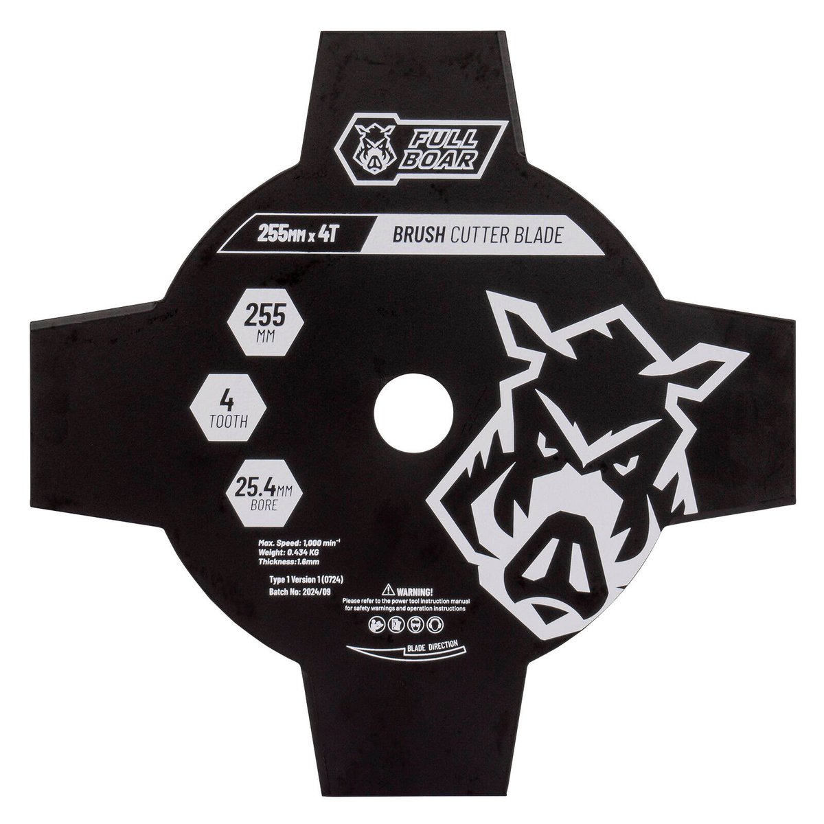 Full Boar Brush Cutter Blade - 255mm x 4t - Hardened Steel - Durable C ...
