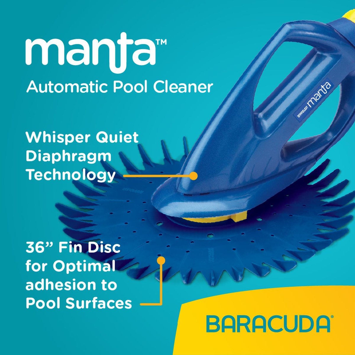 Baracuda Manta Automatic Pool Cleaner - 10m x 5m - Diaphragm - Quiet ...