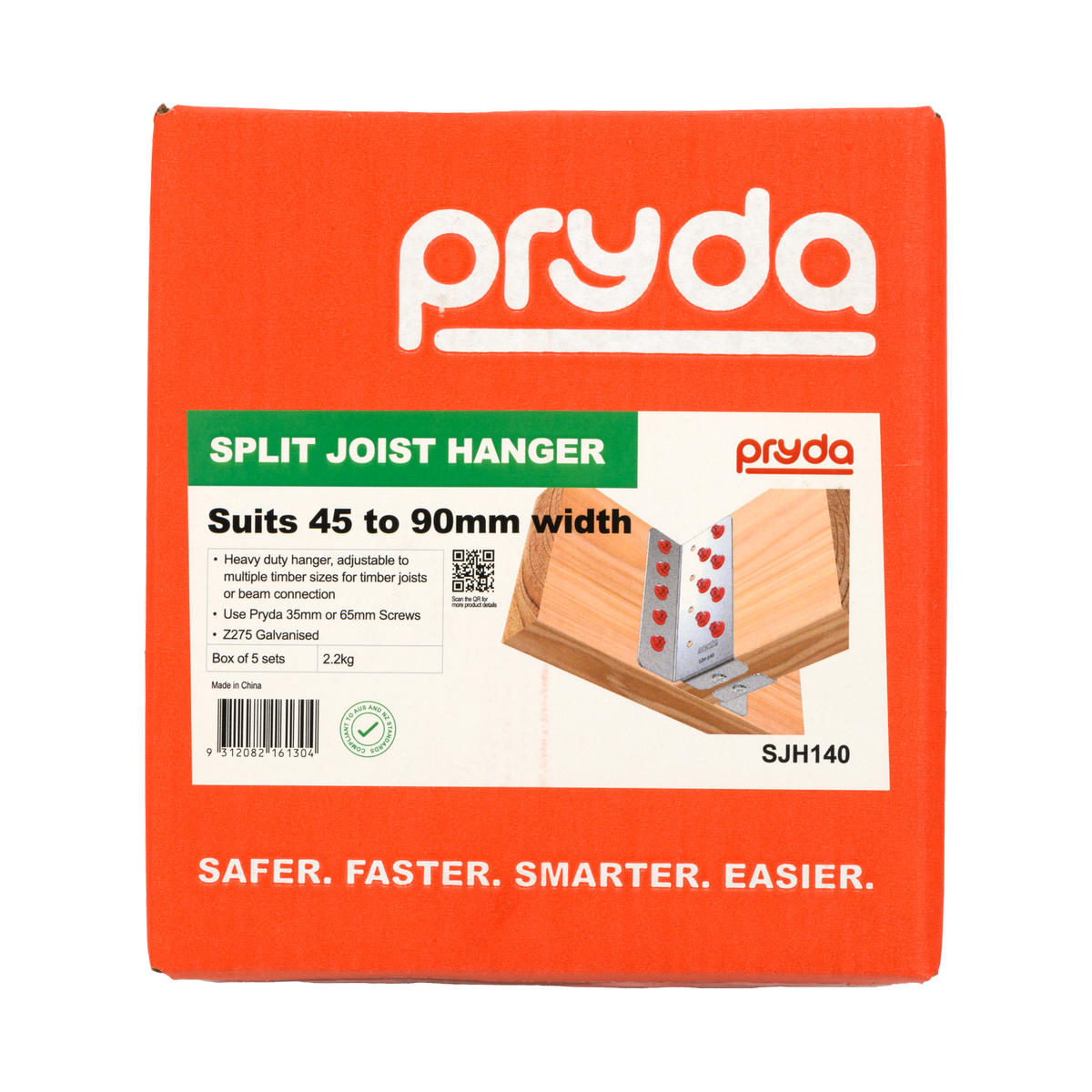 Pryda Split Joist Hanger Pair - 140mm - Galvanised - 1 Pair - Adjustab ...