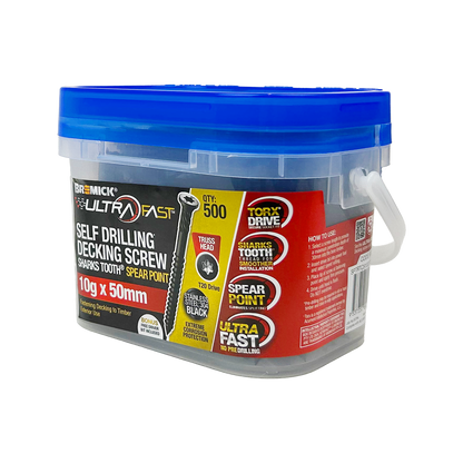 Bremick Ultrafast Truss Head Screws - 10g x 50mm - Black - 500 Pack ...