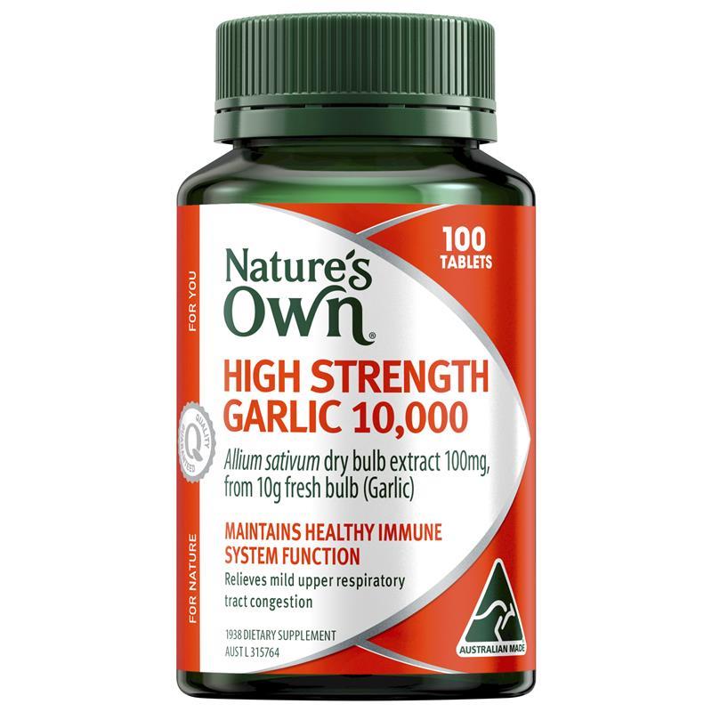 Nature's Own High Strength Garlic Supplement 10,000mg - 100 Tablets ...