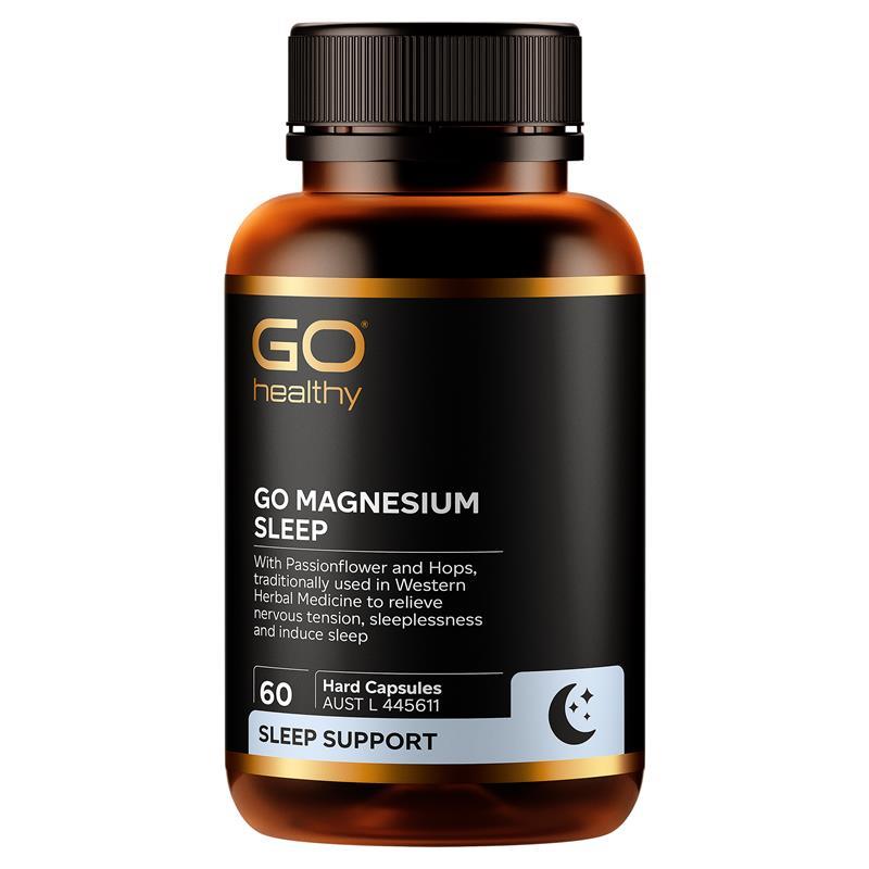 GO Healthy Magnesium Sleep Veg Capsules, 60 with Passionflower & Hops ...