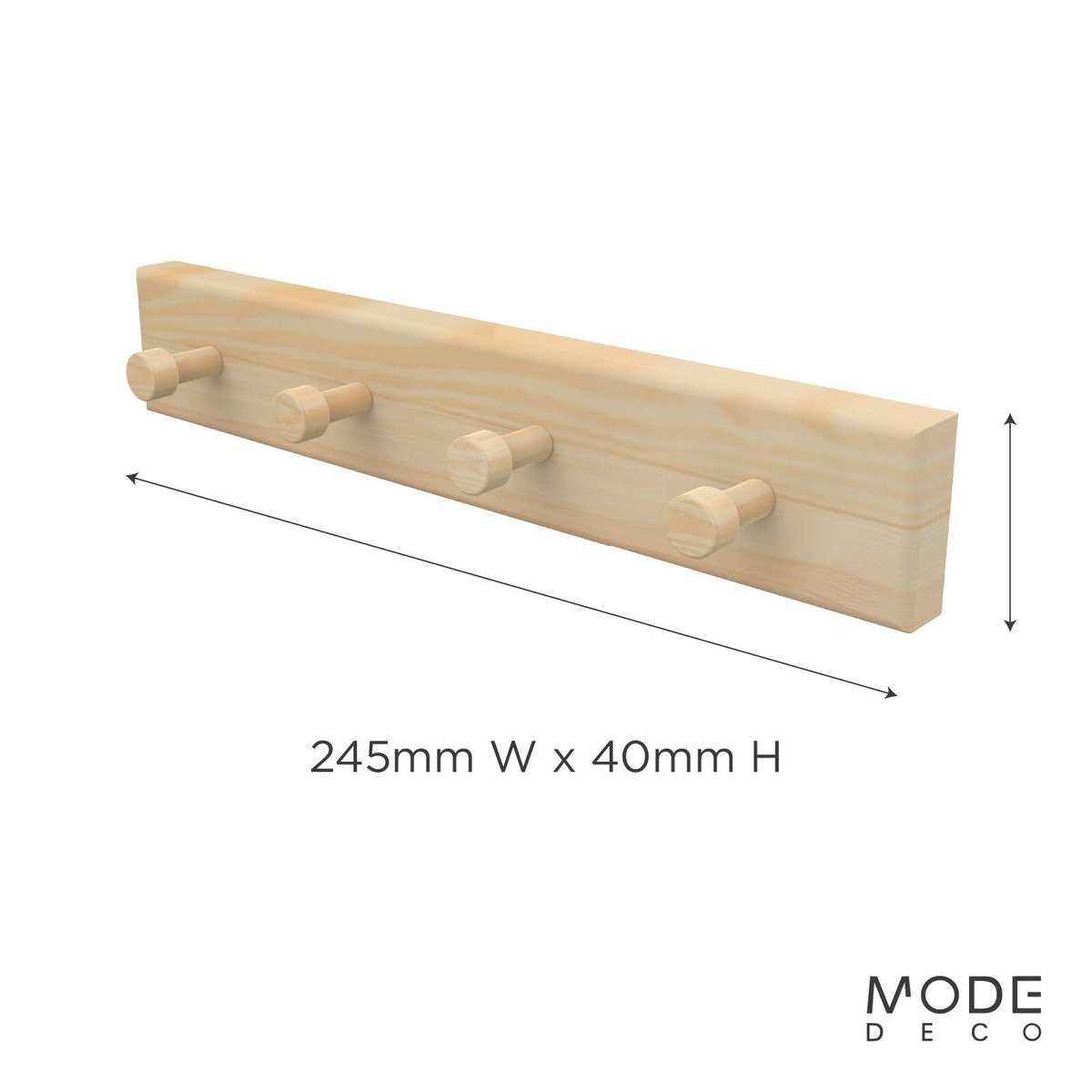Mode 4 Key Rack - Timber Hooks on Pine Board - 4 Hooks - 245mm x 40mm ...