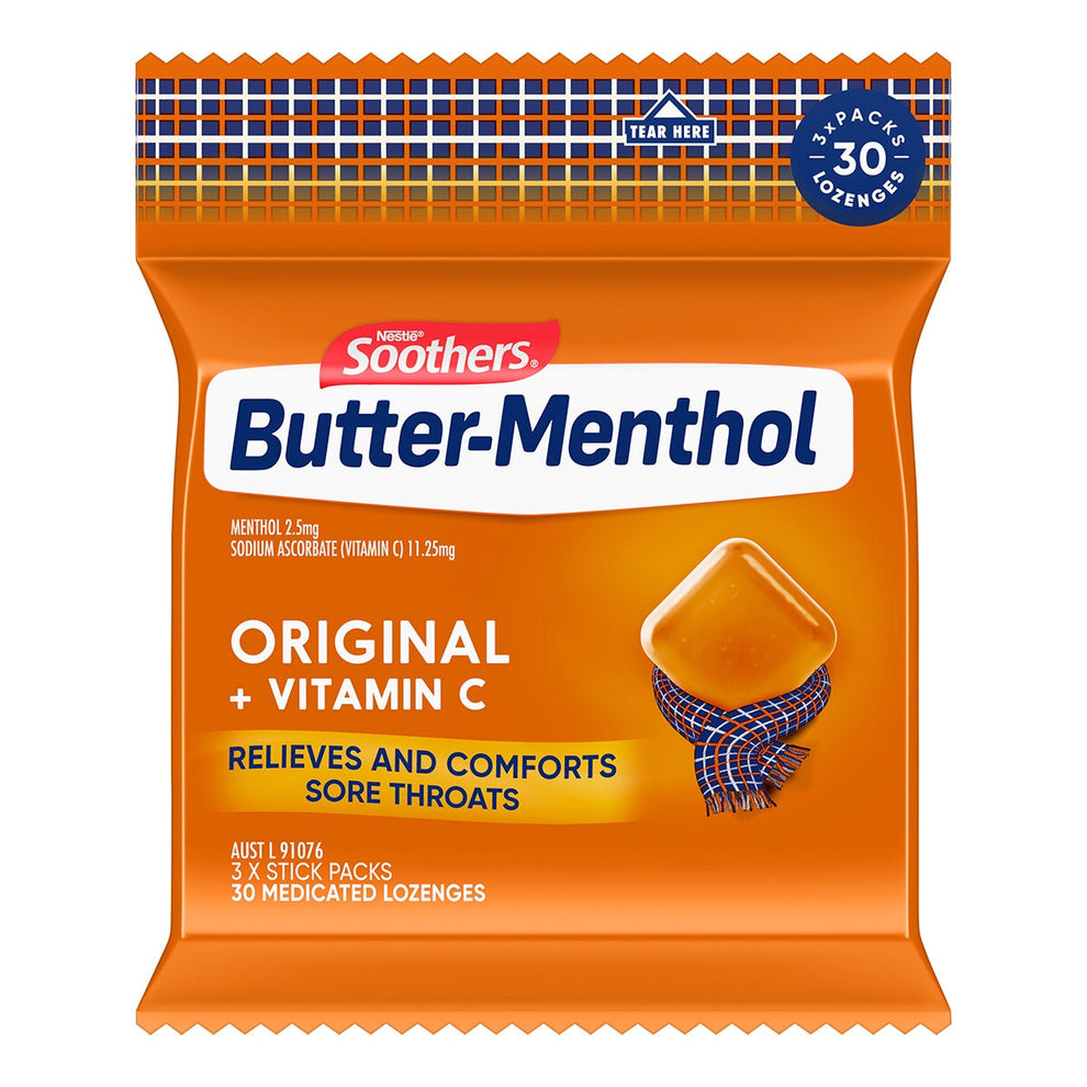 Soothers Butter Menthol Lozenges 9x30 Pack, Vitamin C, Model 12244366 ...