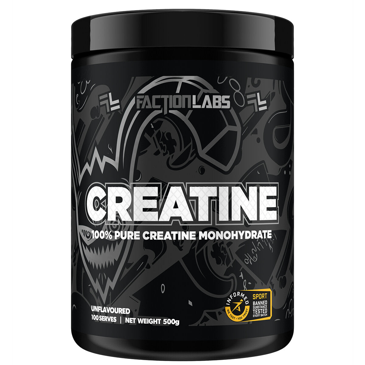 Faction Labs 100% Pure Creatine Monohydrate 500g FL8005, Australian Ma ...