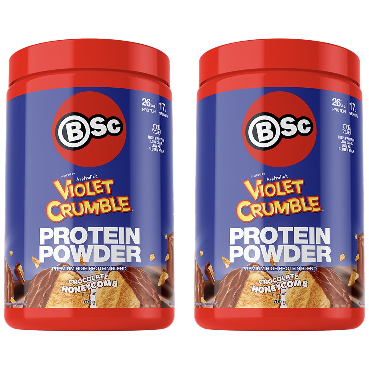 BSc Protein Powder Chocolate Honeycomb 2x700g CXVCCH700 - Low Sugar, H ...