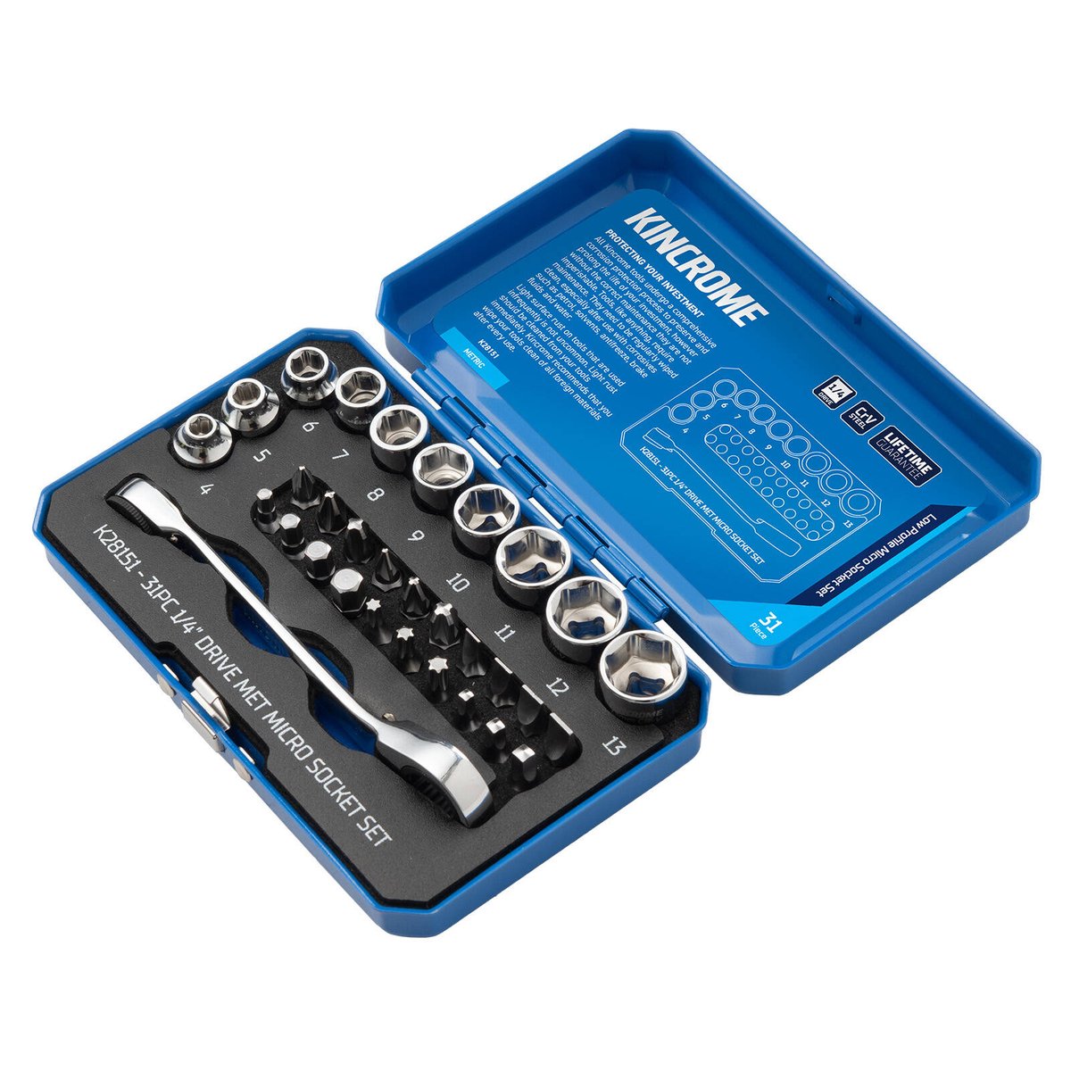 Kincrome 31 Piece 1/4 Drive Metric Micro Socket Set - Compact - Durabl ...