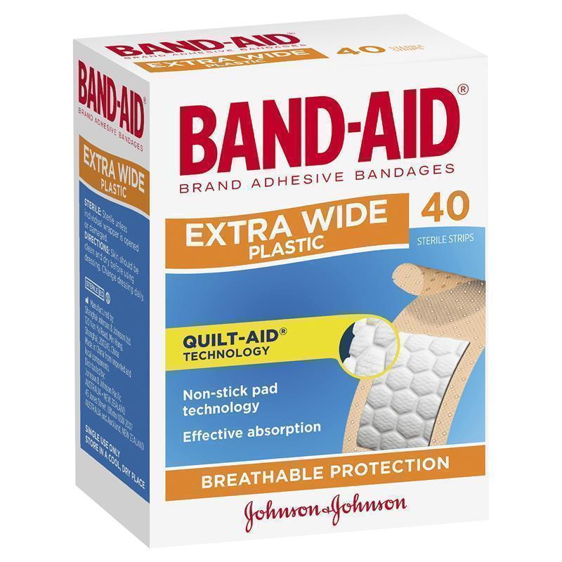 Band-Aid Extra Wide Plastic Strips 40 Pack - Ultimate Wound Protection ...