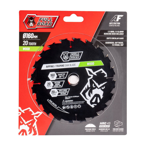 Full Boar Circular Saw Blade 160mm 20t - High-Speed Steel - Clean Cuts ...