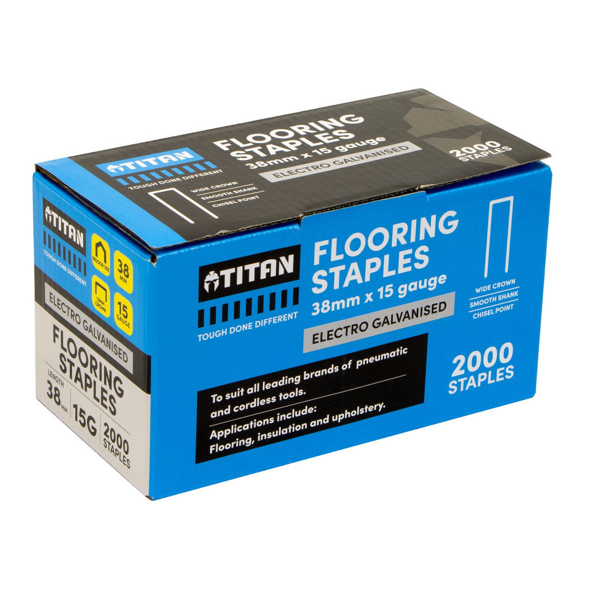 Titan 15g x 38mm Electro Galvanised Collated Flooring Staples - Pack o ...