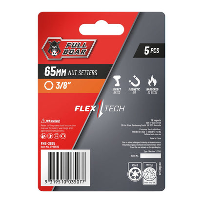 Full Boar Magnetic Impact Nut Setters 5 Pack - 3/8" x 65mm - High Torq ...