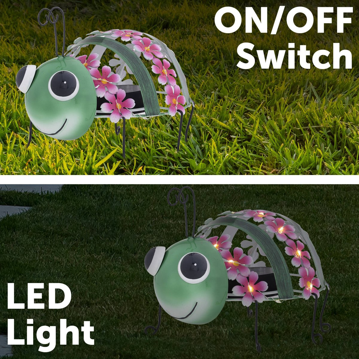Click Solar Metal Animal Light Grasshopper - Solar Powered - 190mm x 2 ...