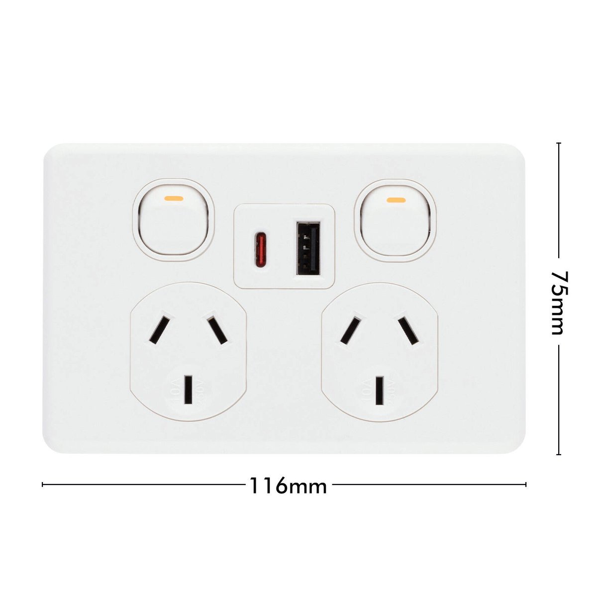 Deta x6 Double Power Point with USB A+C PD30W - 2 Outlets - 50mm x 74m ...