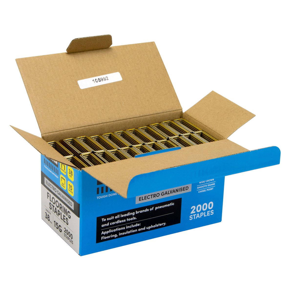 Titan 15g x 38mm Electro Galvanised Collated Flooring Staples - Pack o ...