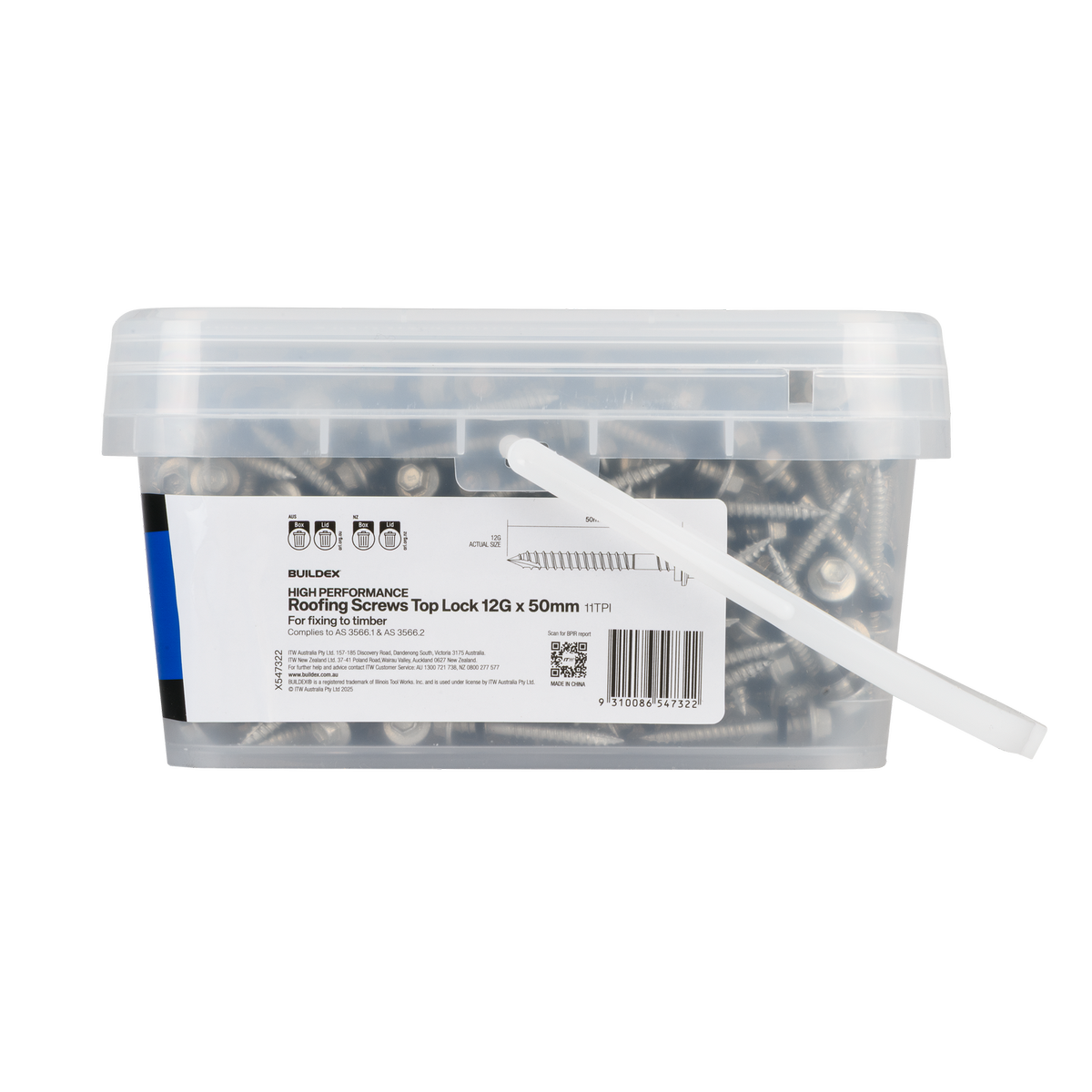 Buildex 12g x 50mm Class 4 Roofing Screws - 1000 Pack - Corrosion Resi ...