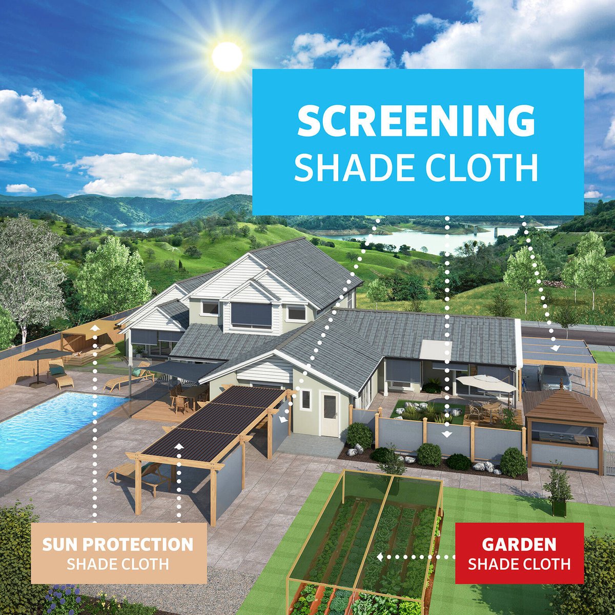 Coolaroo Heavy Duty Screening Shade Cloth 1.83 x 3m Stone 70% UV Block ...