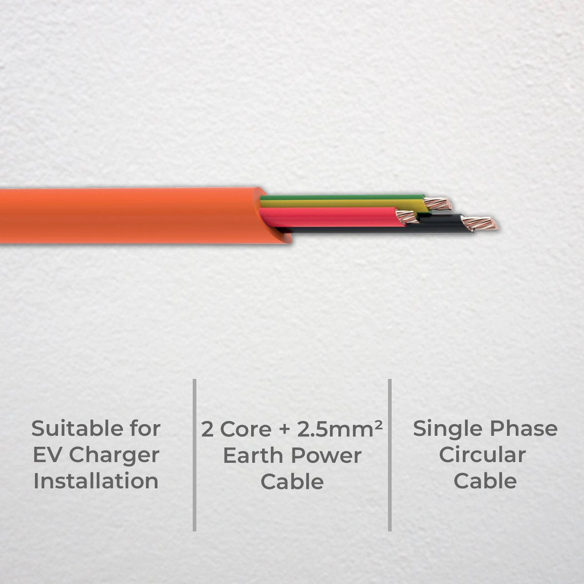 Deta 20m 4.0mm 2 Core E 1 Phase Cable - Orange - EV Charger - 450/750V ...