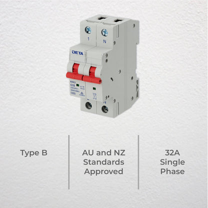 Deta 32A Single Phase MCB 1P NC Curve 10KA - Circuit Protection Device ...