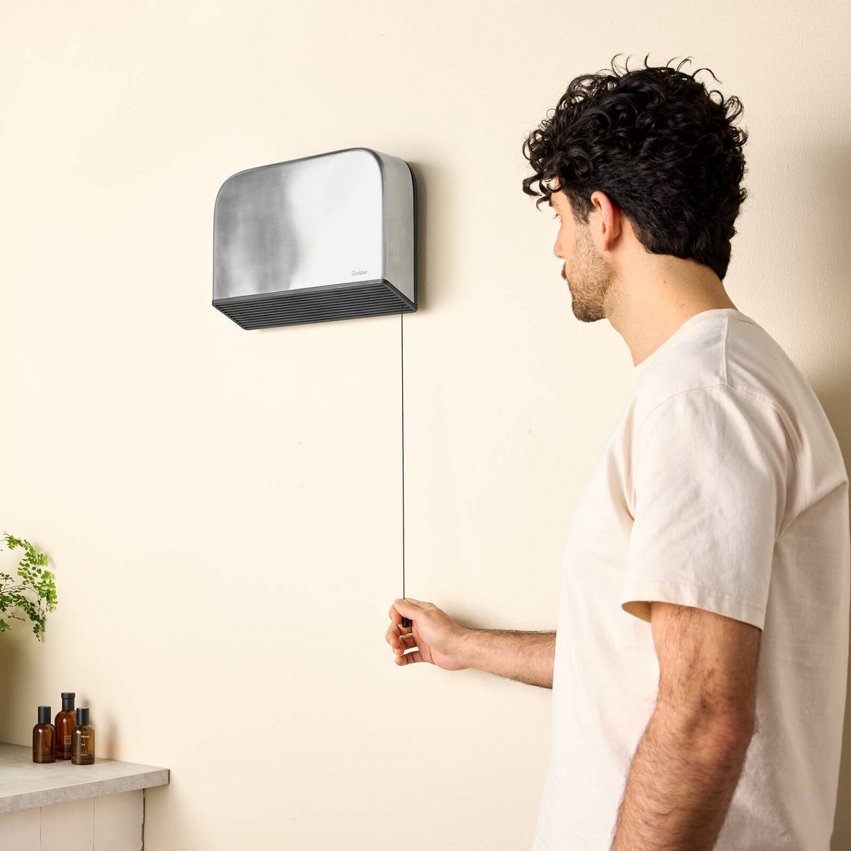 Goldair Stainless Steel Ceramic Pull Cord Bathroom Heater - 2000W/1000 ...