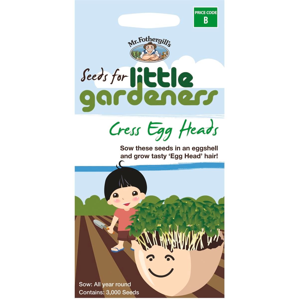 Mr Fothergill Cress Eggheads 75mm Seeds Easy To Grow Fun Activity ...