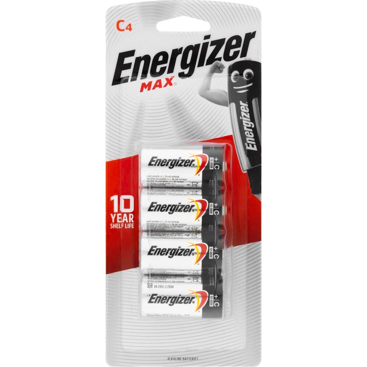 Energizer Max C Alkaline Batteries 4 Pack - Long Lasting - 4 Count ...