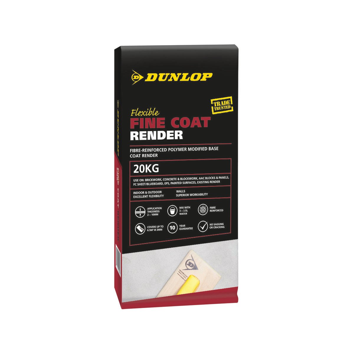 Dunlop 20kg Fine Coat Render - Flexible Polymer - 20kg - Superior Adhe ...