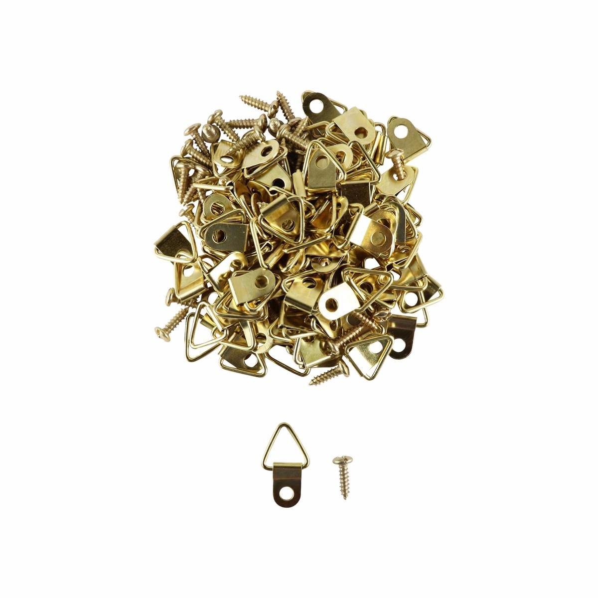 Everhang Picture Hanging Triangle D Ring 10kg Brass Plated 100 Pack ...