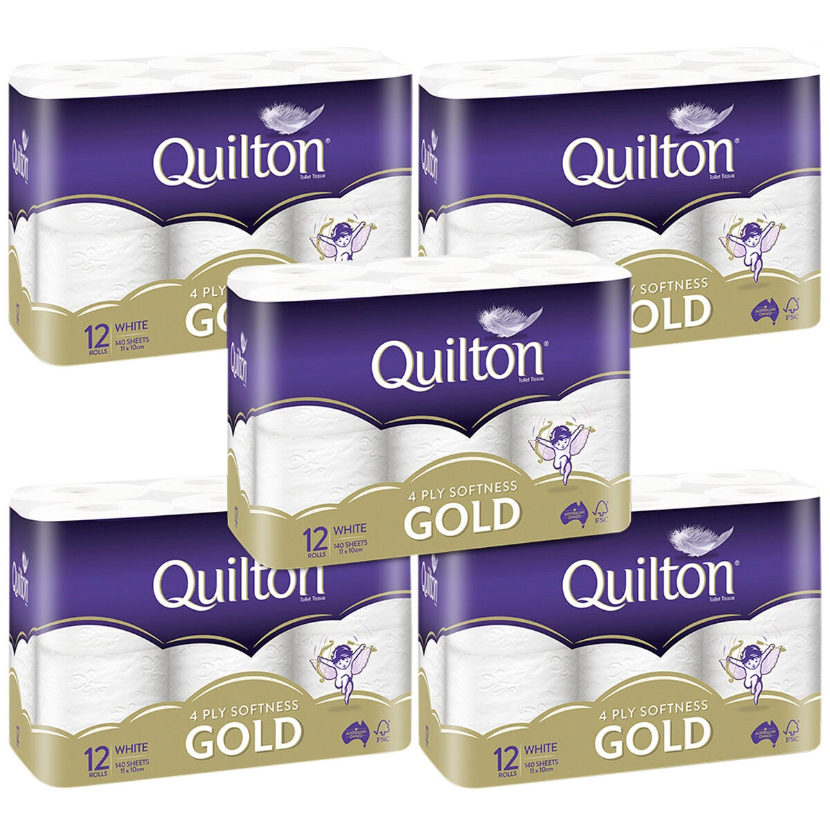 Quilton Gold 4 Ply Toilet Tissue 60 Pack - Thick, Soft, FSC Certified ...