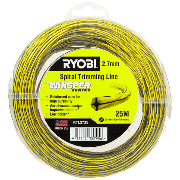 Ryobi Whisper Series Trimming Line 2.7mm x 25m - Durable Green Nylon ...