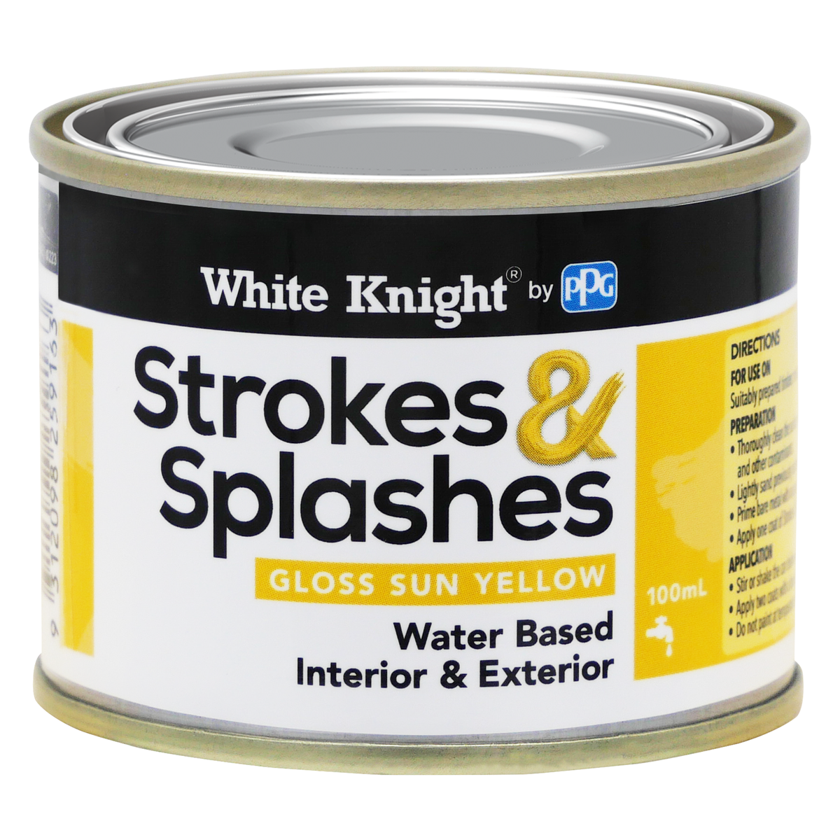 White Knight 250ml Gloss Strokes & Splashes Paint - Sun Yellow - Durab ...