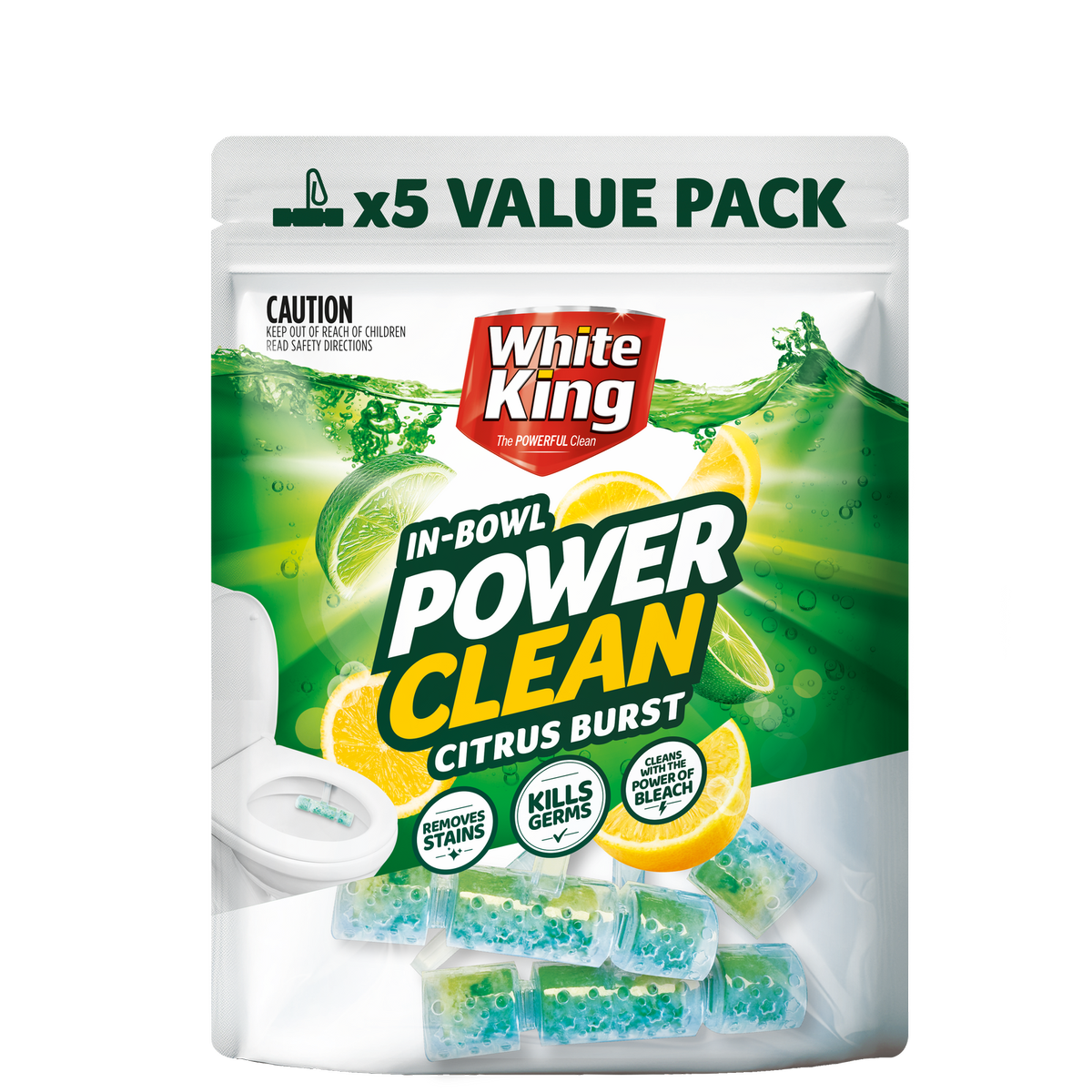 White King Power Clean Toilet Cleaner - 5 Pack - White - Tough Stain R ...