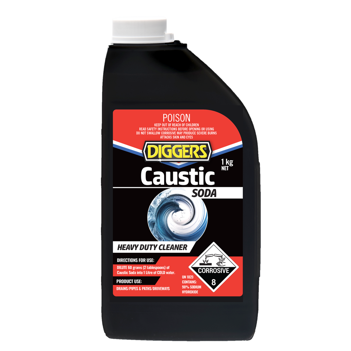 Diggers Caustic Soda - 1kg Granules - Heavy-Duty Cleaning Agent - Unbl ...