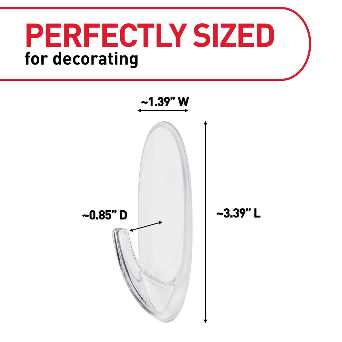 Command Outdoor Large Clear Window Hook - 1 Pack - Holds 4 lbs - Weath ...