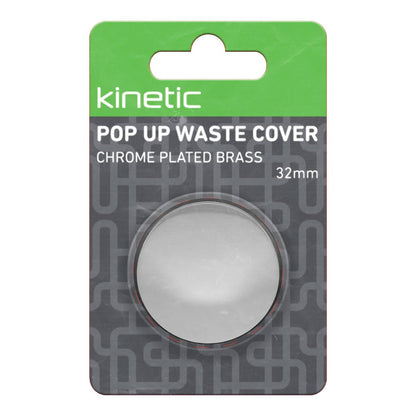 Kinetic 32mm Chrome Pop Up Waste Cover - Brass - Durable - Easy Instal ...
