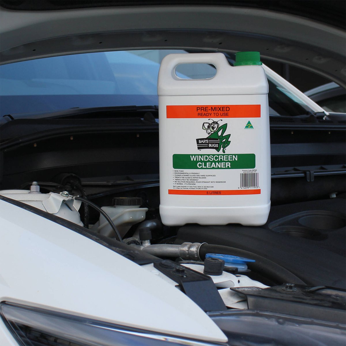 Bar S Bugs 5L Pre Mix Windscreen Cleaner - Green - Effective Grime Rem ...