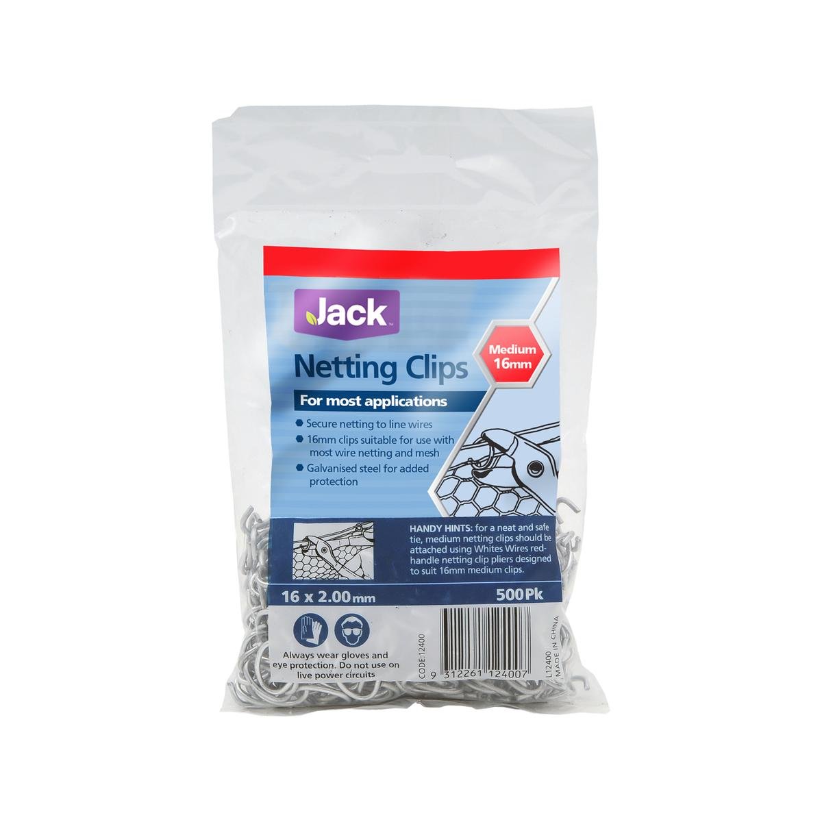 Jack Netting Clips 16mm Galvanised Steel 500 Pack Durable Secure ...