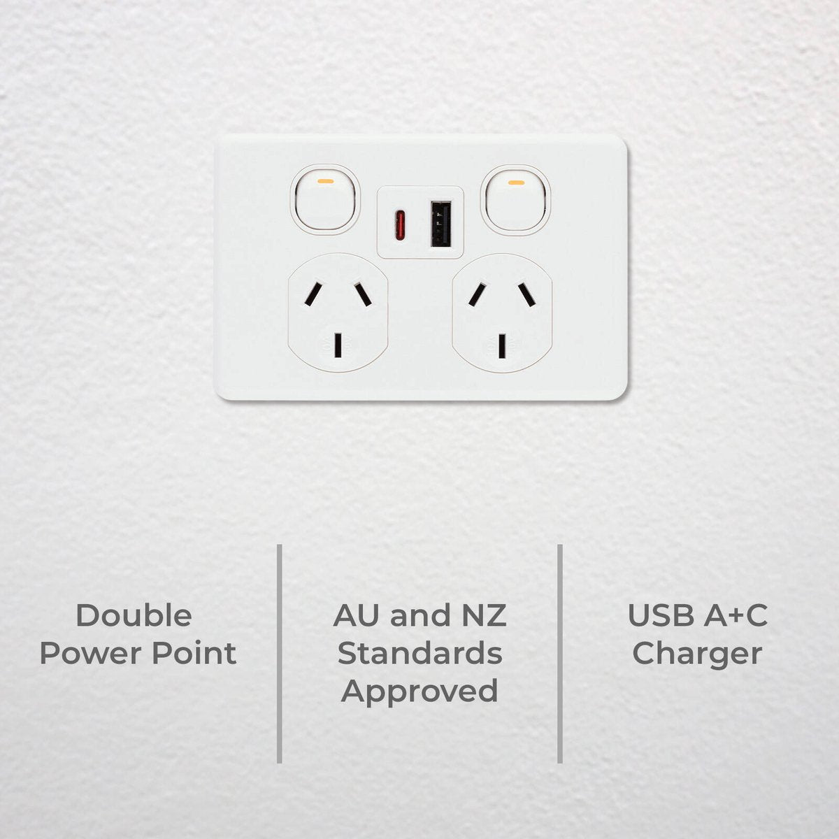 Deta x6 Double Power Point with USB A+C PD30W - 2 Outlets - 50mm x 74m ...