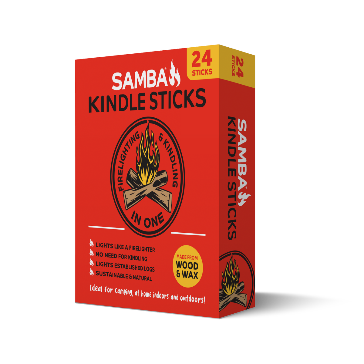 Samba Kindle Sticks - Natural Wood - 24 Pack - Reliable for Grilling ...