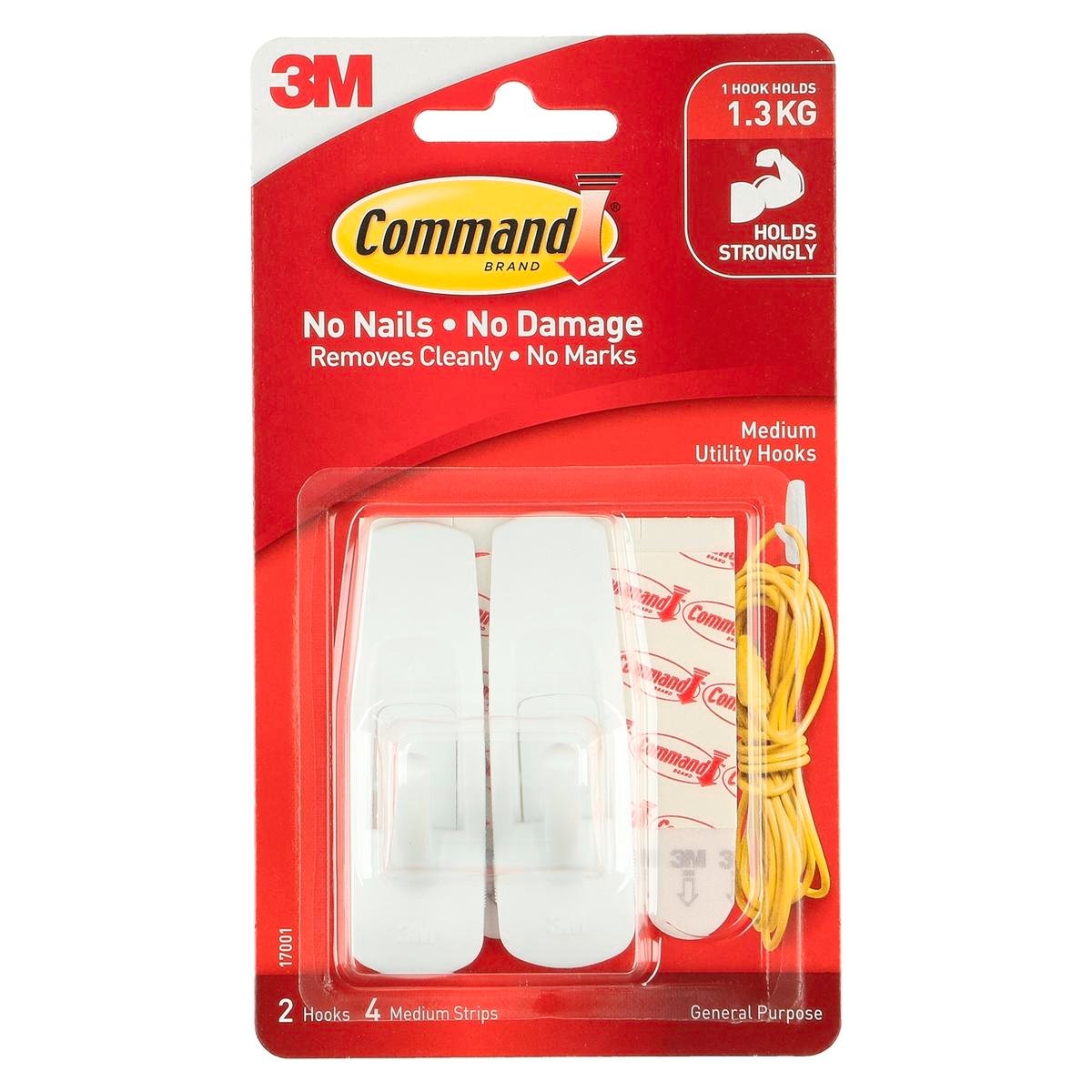 Command Medium Hooks - 1.3kg - Plastic - Damage-Free Hanging - 2 Pack ...