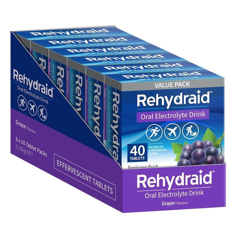 Rehydraid Electrolyte Effervescent Tablets - Grape (6x40 Packs) – Auzzi ...