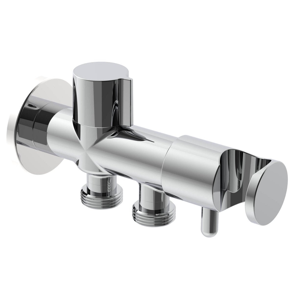 Evekare Chrome Dual Hand Spray Holder & Shut Off Valve - 138mm x 76mm ...