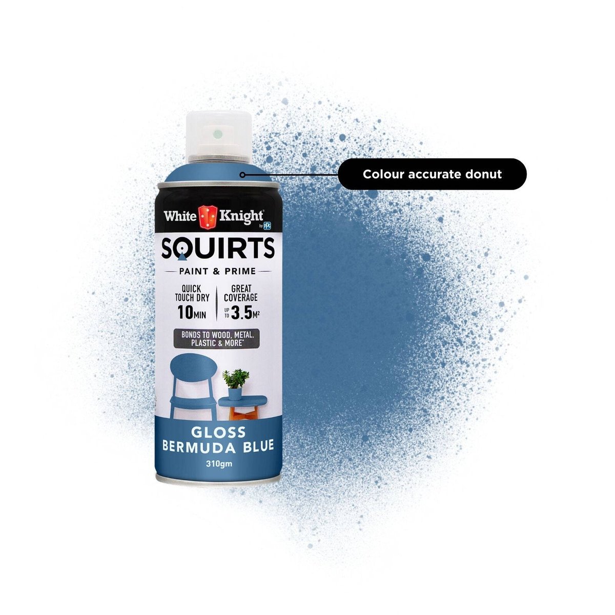White Knight Squirts Bermuda Blue Gloss Spray Paint 310g Durable Finis ...